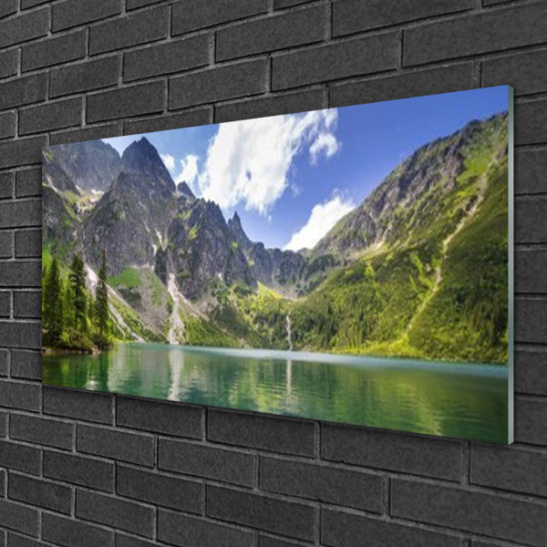 Union Rustic Glasbild Landschaft Bergsee | Wayfair.de